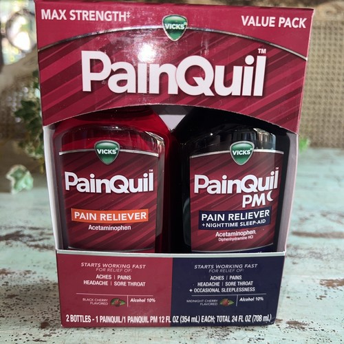 Vicks PainQuil Pain Relief & Nighttime Sleep Aid, 2 x 12 fl oz. Free ...