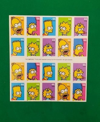 "The Simpsons" 44¢ Stamp Sheet New 20 stamps MNH | eBay