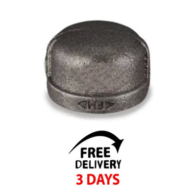 LOT OF (10) 1/2 INCH CAP BLACK MALLEABLE IRON PIPE FITTINGS THREADED ...