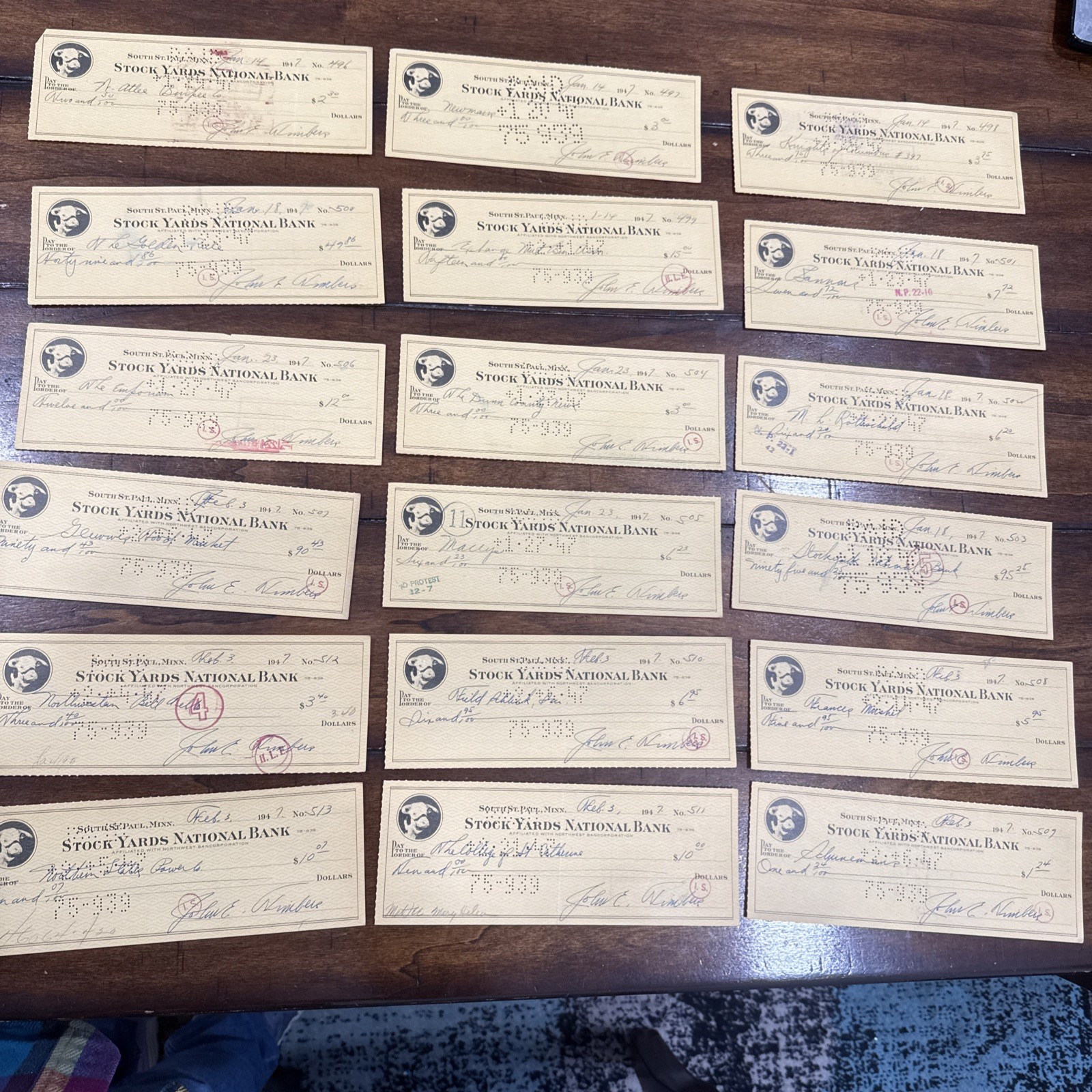 1940’s STOCK YARDS NATIONAL BANK, South St Paul Minn. Cancelled CHECK ...