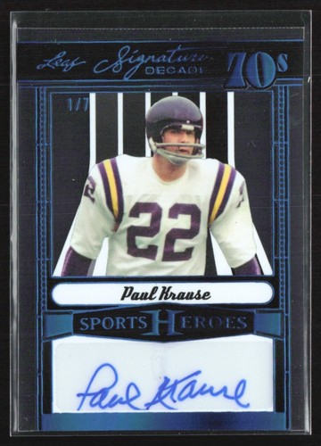 Paul Krause 2024 Leaf Signature Decade Sports Heroes Blue Auto /7 #SD ...