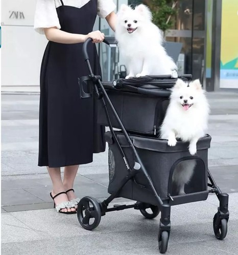 BEBEROAD PETS Double Pet Stroller for 2 Small Dogs or Cats Lightweight ...