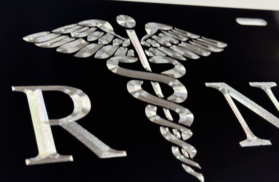 ENGRAVED Registered Nurse RN Diamond Etched License Plate Metal Car Tag ...