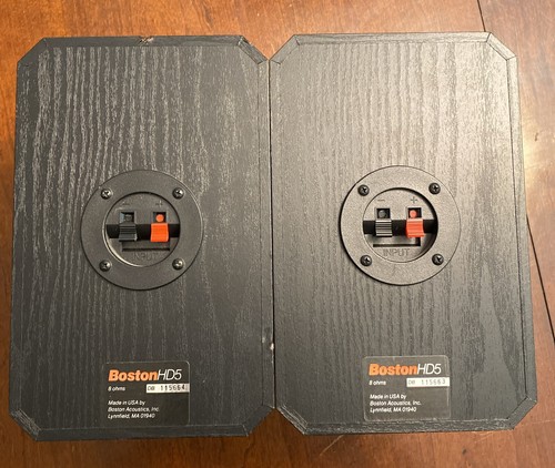 Boston Acoustic HD5 Bookshelf Speakers Set Lot Of 2 Black Wood 8 Ohms ...