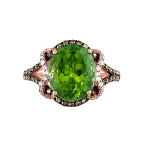 1/2ct Simulated Peridot & White Diamond Fashion Ring 14K Solid Rose ...