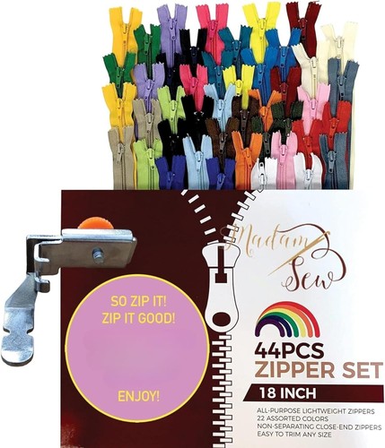 Madam Sew 44pcs 18 Inch Zippers for Sewing Garments 22 Colors Heavy ...