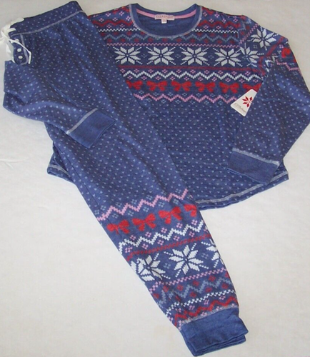 NWT PJ Salvage Periwinkle Blue Cross-Stitch FAIR ISLE Knit Pajama ...