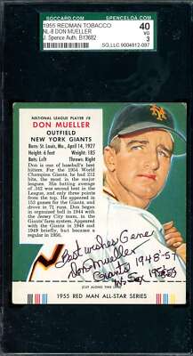 Don Mueller JSA SGC Coa Signed 1955 Red Man Tobacco With Tab Autograph ...