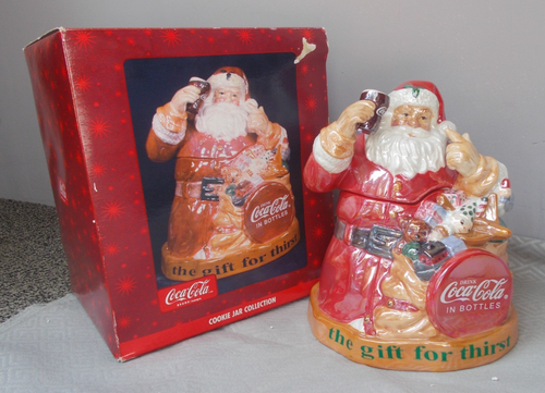 Coca-Cola RETRO COOKIE JAR "The gift for thirst" Santa Claus Drinking ...