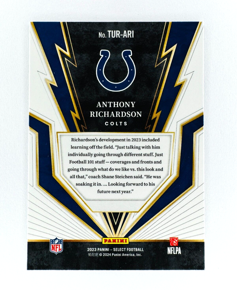 2023 Select Football ANTHONY RICHARDSON #TUR-ARI RC Rookie TurboCharged ...
