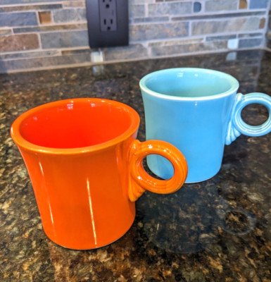 Lot of 2 Fiestaware Coffee Mugs Cups Vintage Colors Red & Turquoise ...