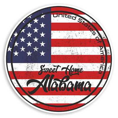 2 x 10cm Alabama USA Vinyl Stickers - America Flag Travel Luggage ...