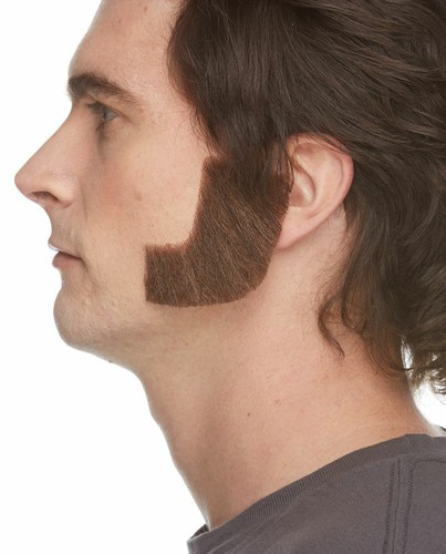 HUMAN HAIR COSTUME CURVED SIDEBURNS MUTTON CHOPS BIKER HIPPIE GREASE ...