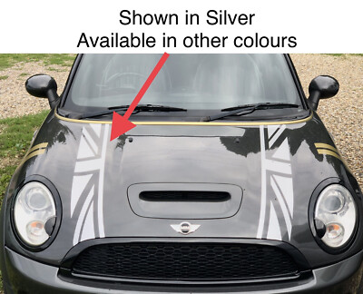 MINI COOPER / S UNION JACK BONNET STRIPES VINYL DECALS STICKERS RACING ...