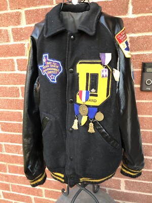 Vintage 80s TX High School Letterman Varsity Jacket Bk/Gold Wool ...