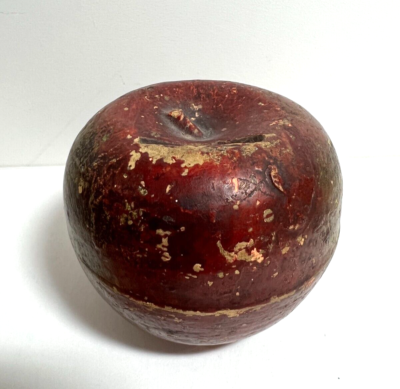antique pottery apple coin bank; great detail; has stem; 3" diameter, 2 ...