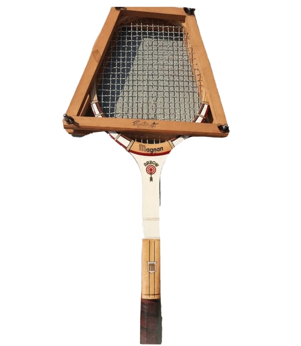 Magnan Arrow Vintage Golden Tennis Wooden Racket Grip Size 4 1/2 w ...