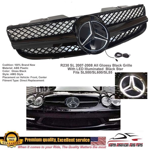 R230 SL550 SL63 SL600 Grille Grill All Black LED Star 2007 2008 ...