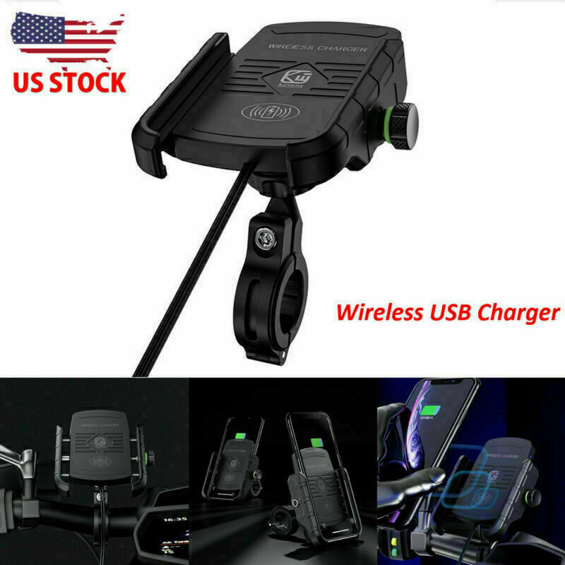 Motorcycle Cell Phone Holder Wireless USB Charger For Harley Honda ...