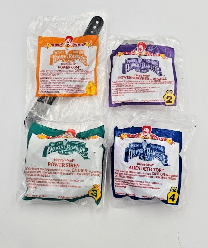 Mcdonald's Mighty Morphin Power Rangers MMPR Toys w/ 2 Happy Meal Bags ...