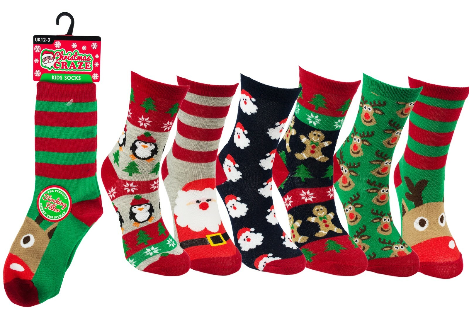 12 Pairs Mens, Ladies, Kids Novelty Christmas Socks Santa Gift Xmas ...
