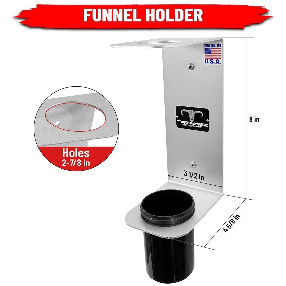 Pit Posse PP3364 Aluminum Oil Funnel Holder Wall Rack Enclosed Trailer ...