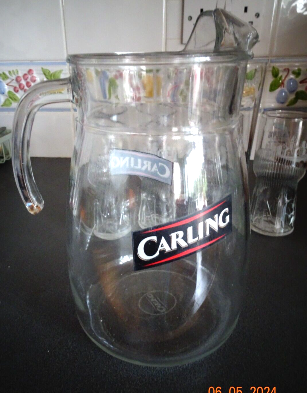 Carling Beer 4 Pint Glass Jug Pitcher Vintage.+ 7 GLASSES 1 PINT MIXED ...