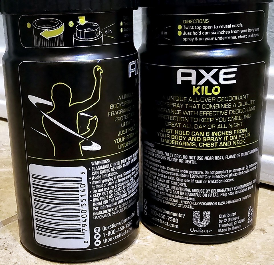 2 Pack AXE Kilo Deodorant Body Spray, 4 oz each Original Twist Can ...