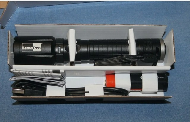 LumaPro 600lm Rechargeable Flashlight LED Handheld Black Aluminum ...