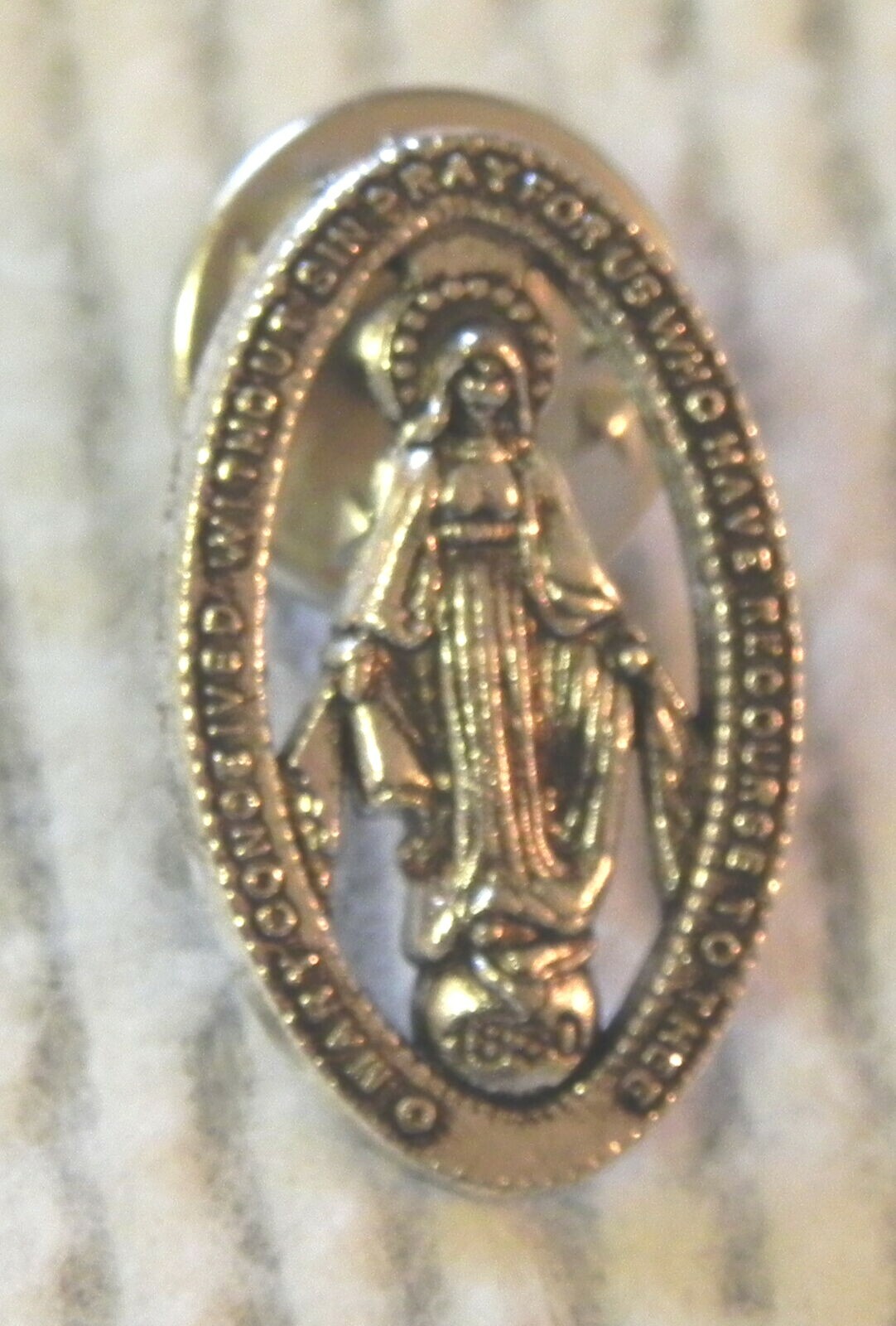 Miraculous Medal Lapel Pin Virgin Mary Small Silver Tone Catholic | eBay