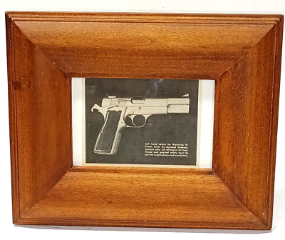 BROWNING Hi-Power 8mm Pistol Authentic Wood Framed Print Under Glass ...