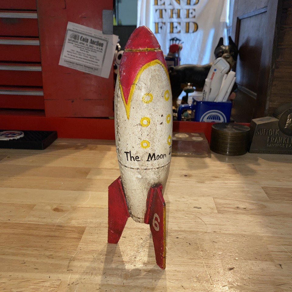 Apollo Moon Rocket Piggy Bank CAST IRON SpaceX Elon Musk NASA Collector ...