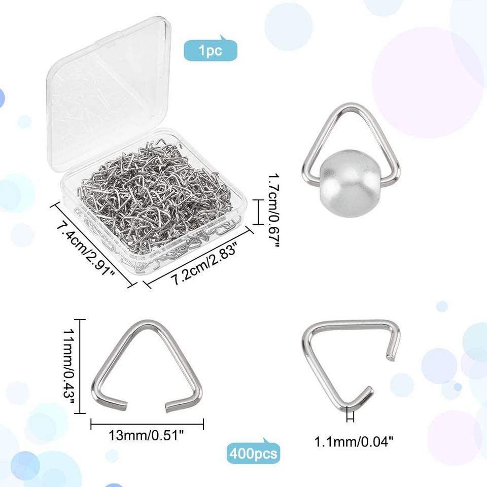 PH PandaHall 400 Pieces Triangle Open Jump Rings Iron Pinch Clip Bail ...