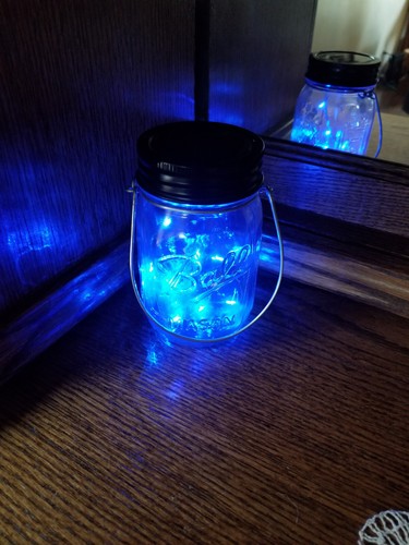 Mason Jar Solar Fairy String Light Blue Twinkling with Blue BALL Mason ...