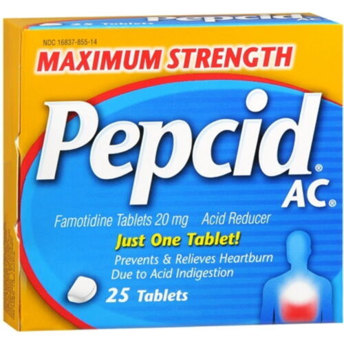 Pepcid AC Famotidine Tablets 20 mg Acid Reducer Maximum Strength 25 Ct ...