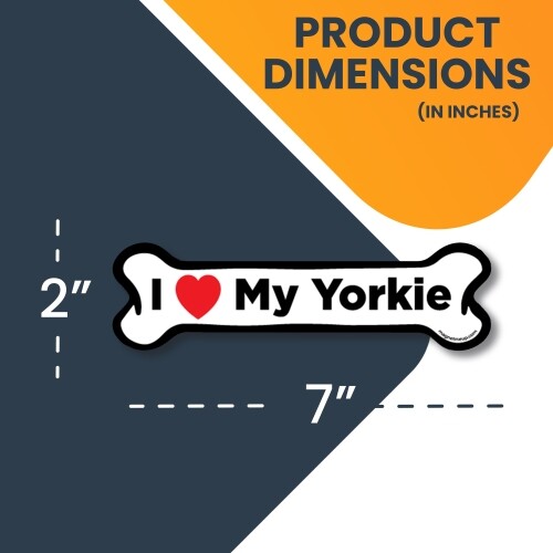 I Love My Yorkie Dog Bone Car Magnet - 2x7 Dog Bone Auto Truck Decal ...
