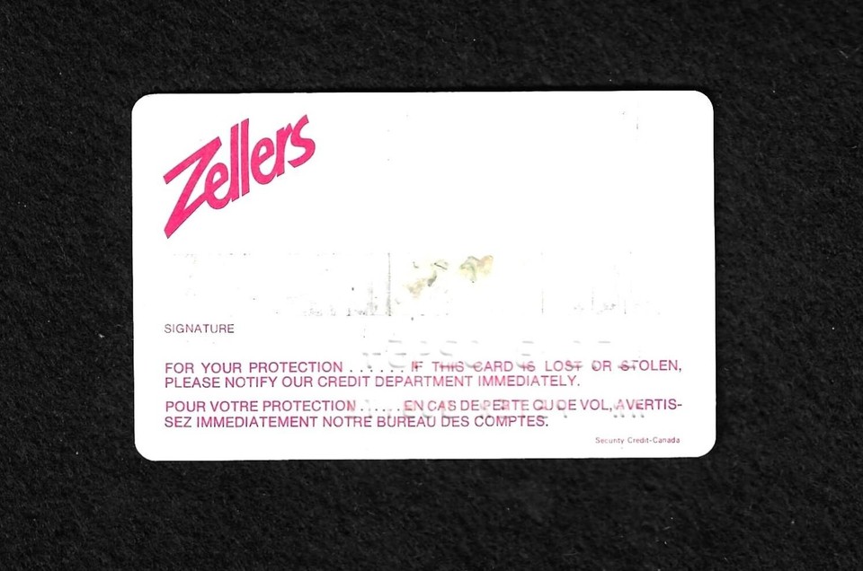 Vintage Defunct Canadian Zellers Department Store Credit Card | eBay