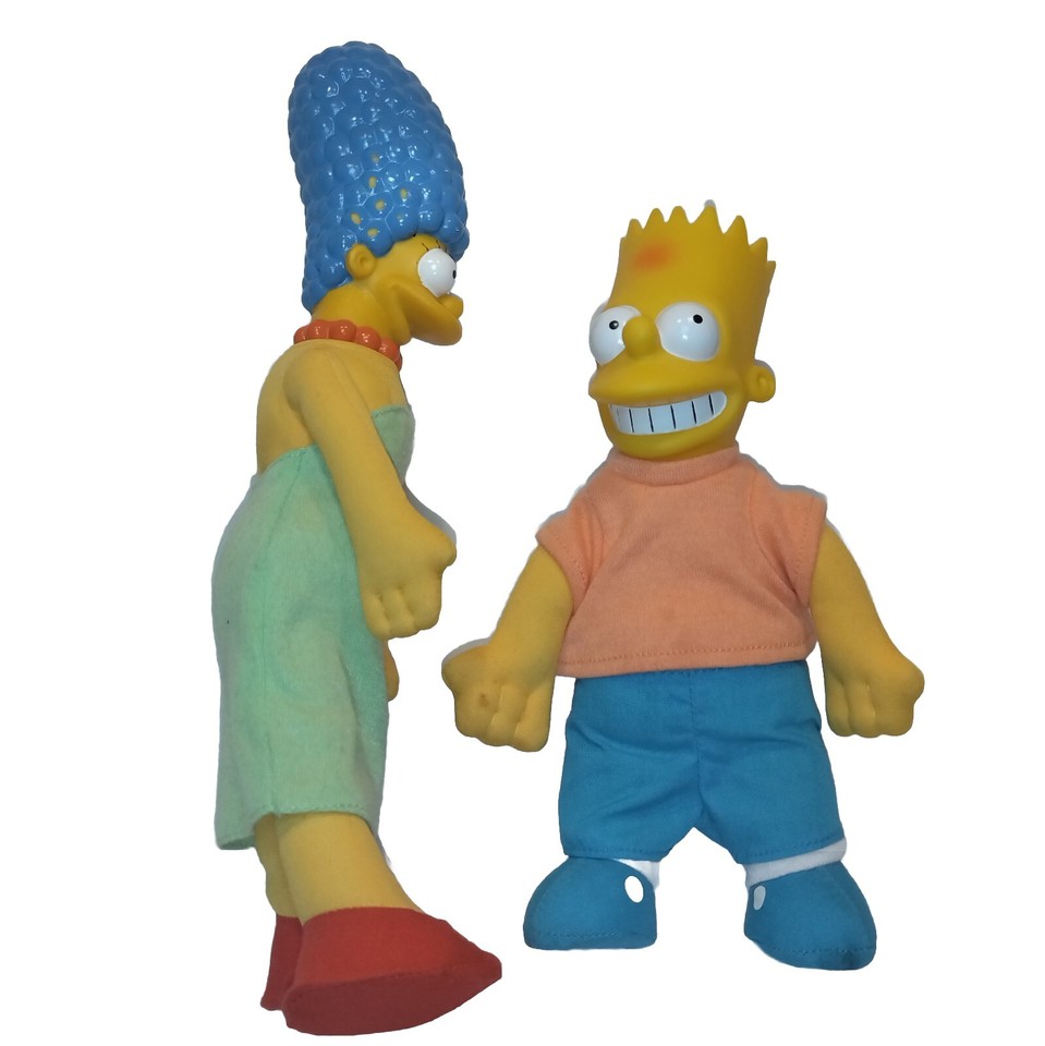 Simpsons- Marge & Bart, Plush Doll, Rubber Heads 20th Century Fox, Vtg ...