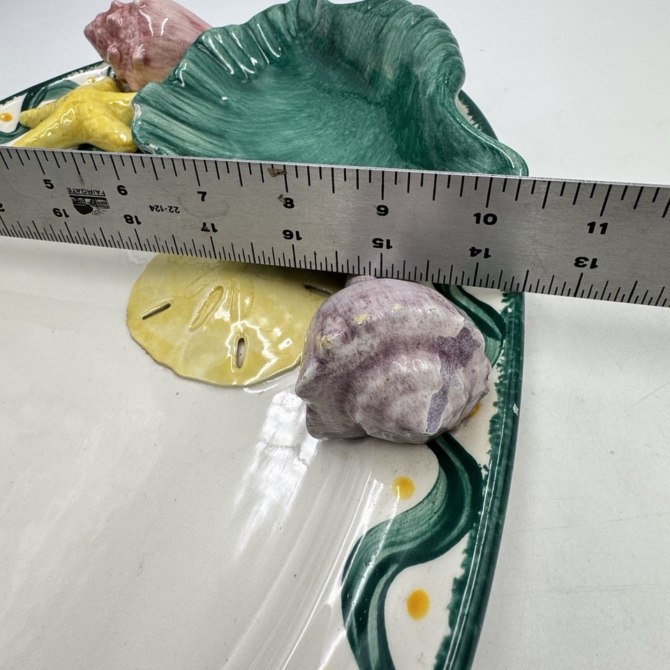 Cali Pottery Vegetable Fruit Chips & Dip 3D Sea Shell Oval Platter Tray Vtg READ | eBay