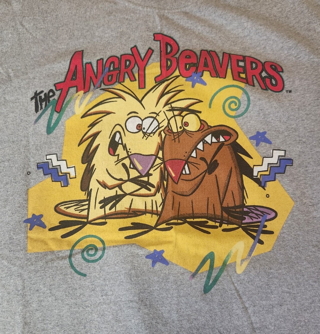 Angry Beavers T-Shirt Gray Nickelodeon Size L - Gem