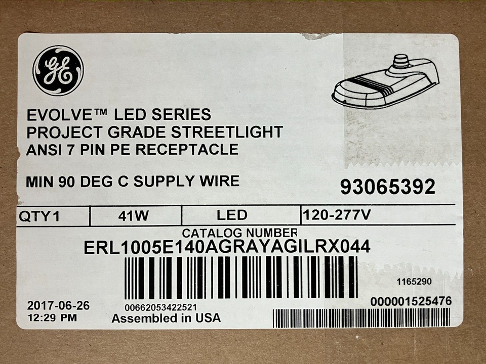 New GE Evolve LED Street Light 120/277 VAC 41W ERL1005E140A Gray ...