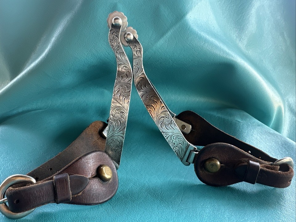 Vintage Sterling Mounted Sliester Spurs-Champion Turf Straps- Rare Find ...