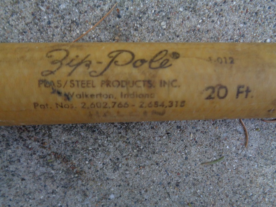 Vtg 20’ Fiberglas Zip-Pole TELESCOPIC Fishing Cane Pole Rod WalkerTon ...