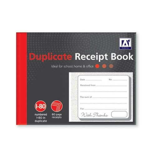 Duplicate Receipt Book - Carbon Paper Numbered Pages 1-80 Reciept 2 ...