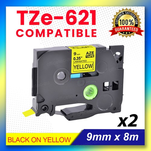 2x Non-OEM Label Tape TZe621 Laminated for Brother P-Touch Black on ...