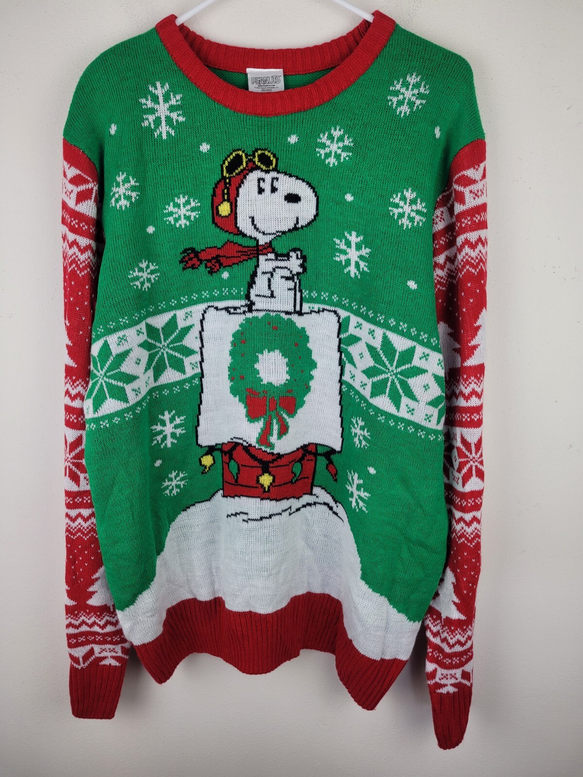 Peanuts Snoopy on Doghouse Ugly Christmas Sweater Cha… - Gem