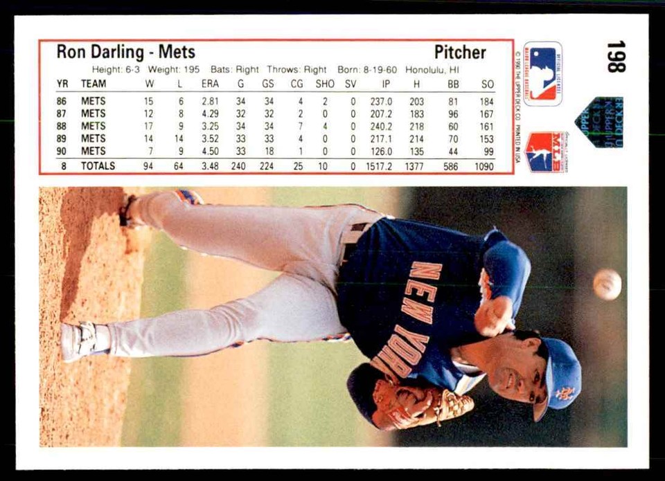 1991 Upper Deck Ron Darling Baseball Cards #198 | eBay