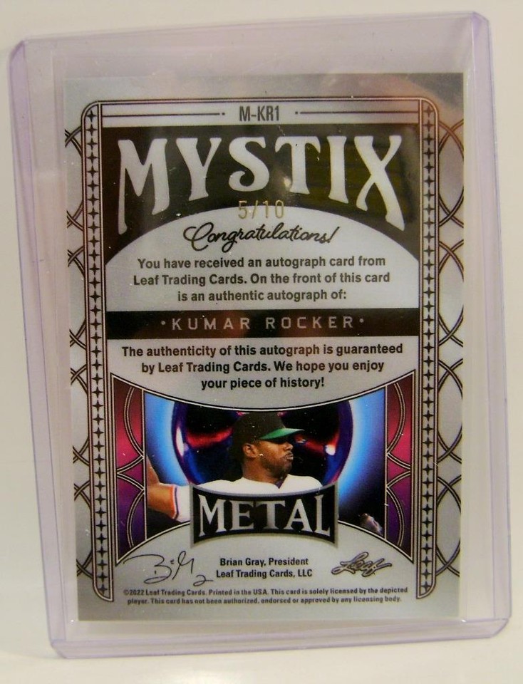 KUMAR ROCKER #5 /10 MYSTIX AUTO AUTOGRAPHED LEAF METAL BASEBALL 2022 | eBay