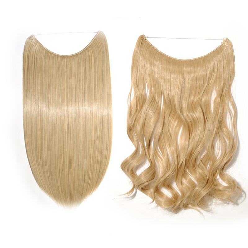 Secret Elastic No Clip Wire in Hair Extensions Natural Blonde Hairpiece ...