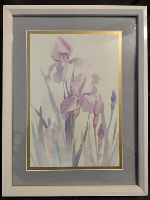 Marjorie Renfroe Purple Iris PRINT Matted Framed | eBay